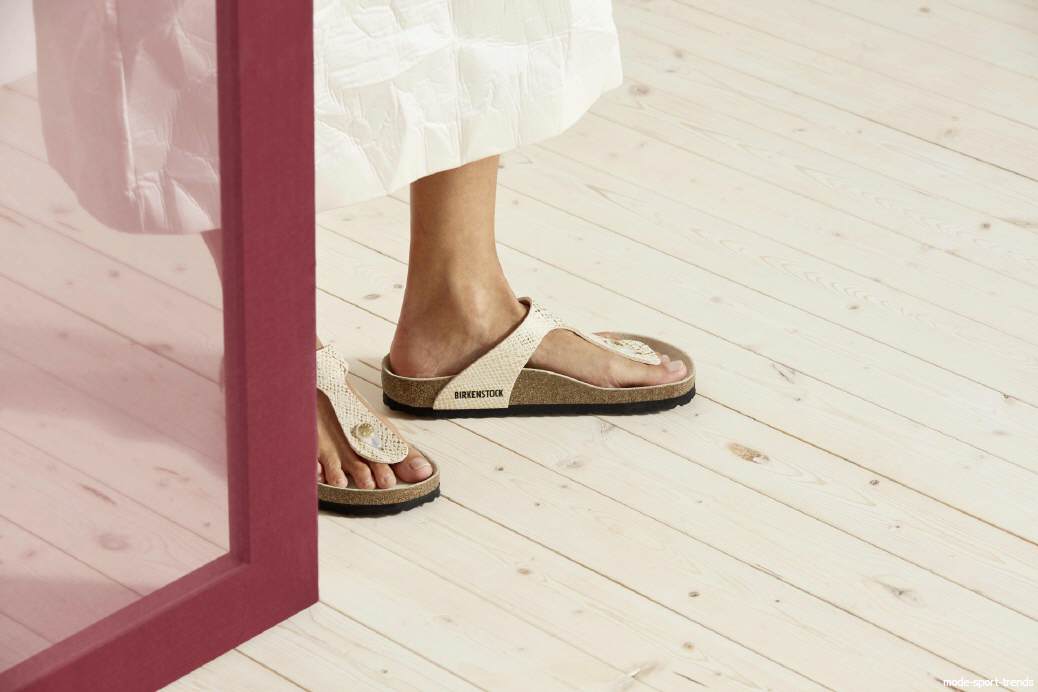 mode-sport-trends - Birkenstock - Gizeh MF Shiny Python Eggshell